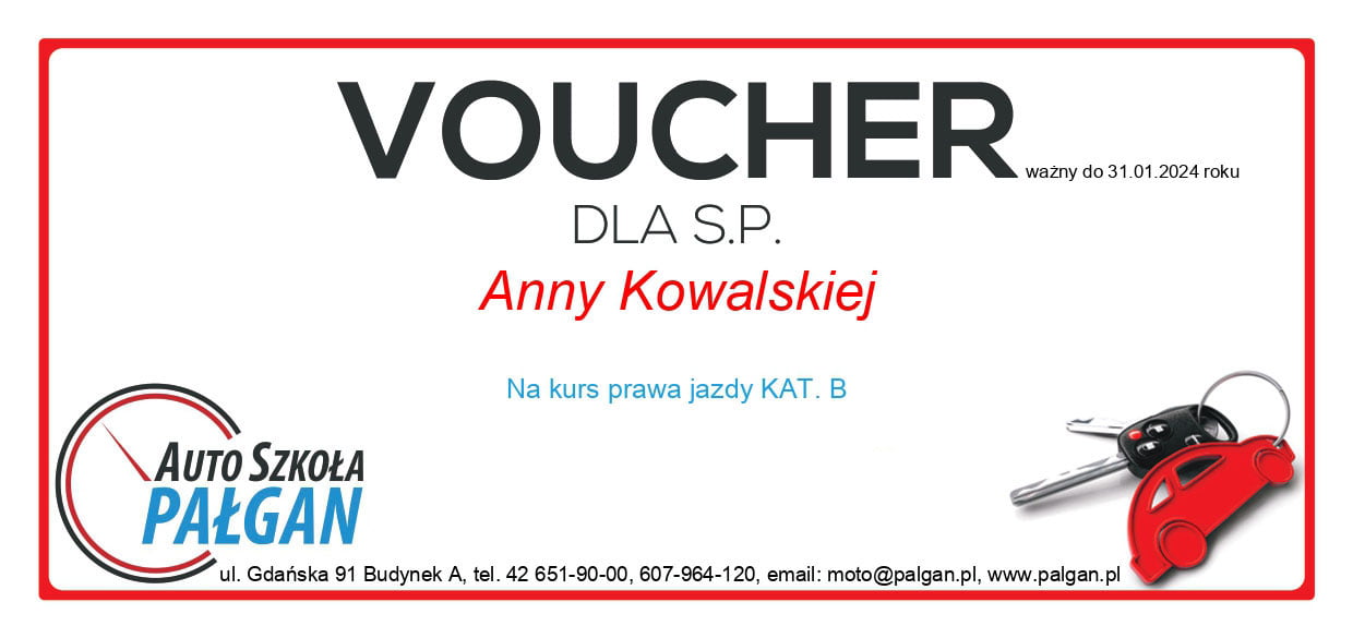 Voucher - Auto Szkoła Łódź Pałgan